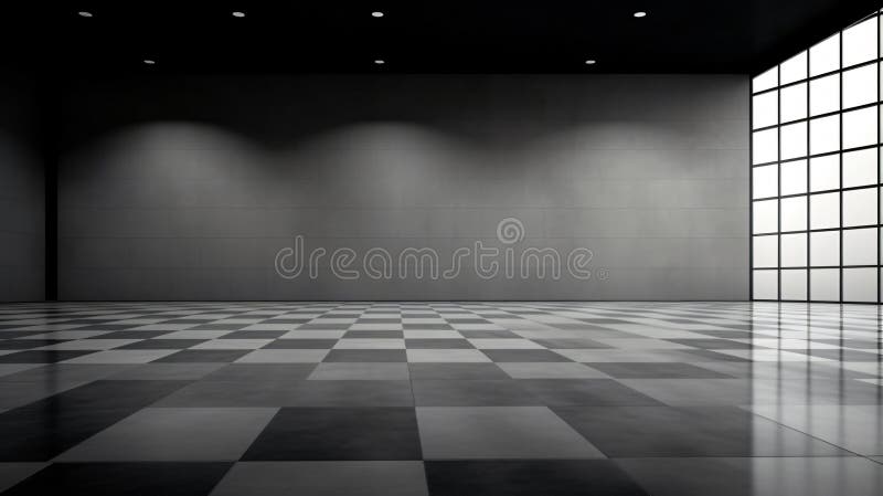 Modern Minimalist Room with Black and White Checkered Floor Design ...