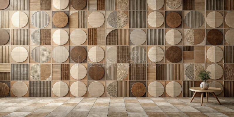 Modern Minimalist Room Interior Design Featuring a Geometric Wood Wall ...