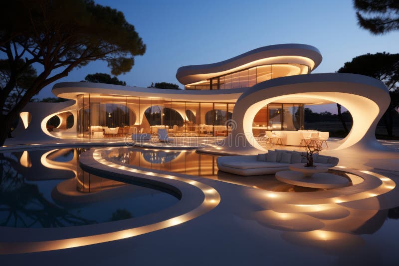 Modern Minimalist Round and Curved Shaped Luxury House. AI Generated ...