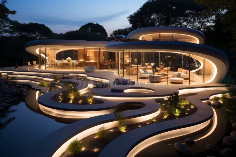 Modern Minimalist Round and Curved Shaped Luxury House. AI Generated ...