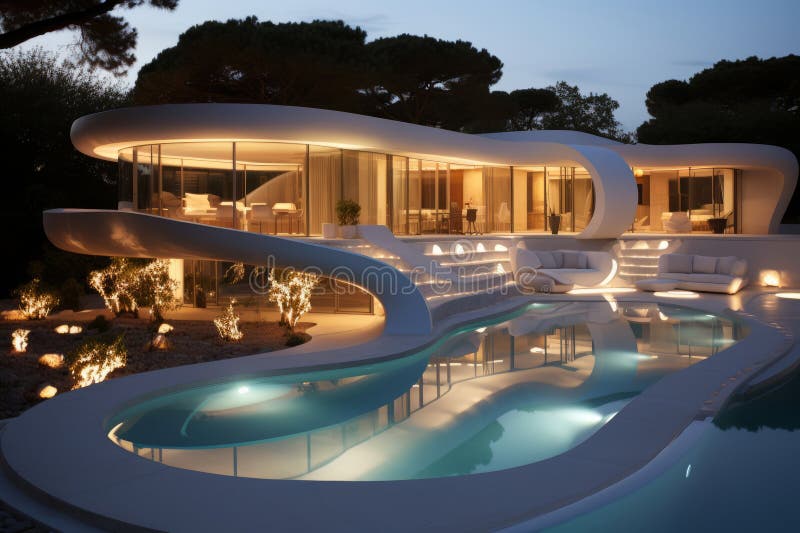 Modern Minimalist Round and Curved Shaped Luxury House. AI Generated ...