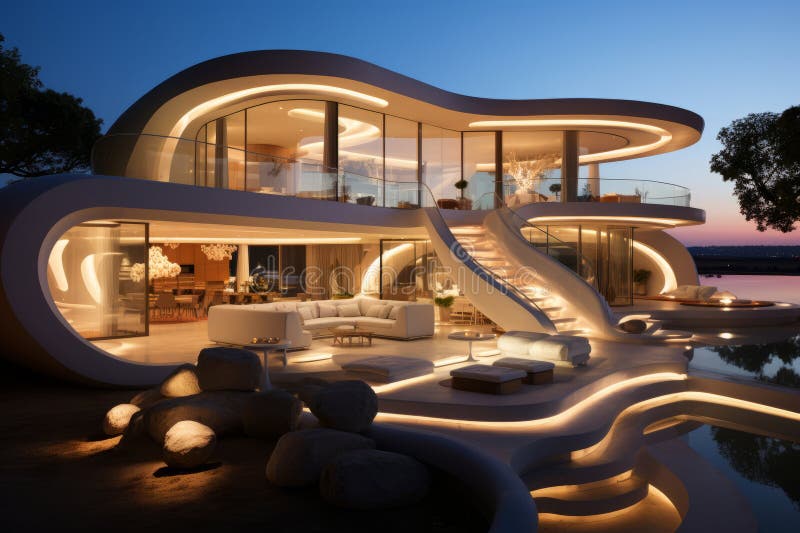 Modern Minimalist Round and Curved Shaped Luxury House. AI Generated ...