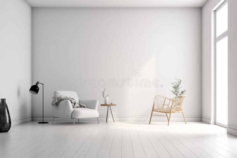 Modern Minimalist Scandinavian Interior with a Big Empty Wall - Mockup ...