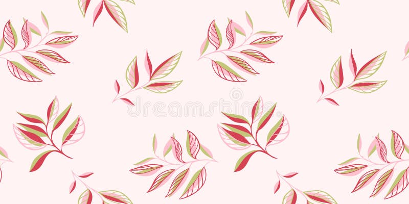 Modern Minimalist Seamless Leaves Pattern. Vector Hand Drawn Abstract ...