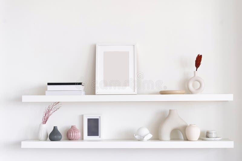 Modern Minimalist Shelf Display with Artwork and Decorative Objects in ...