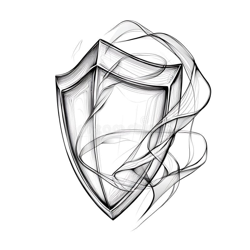 Modern Minimalist Shield Outline in Monochrome Design Stock ...