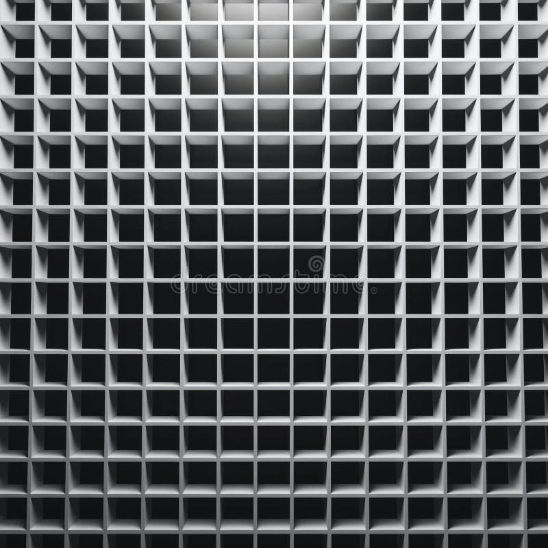 Modern Minimalist Silver Grid Composition with Three-dimensional Depth ...