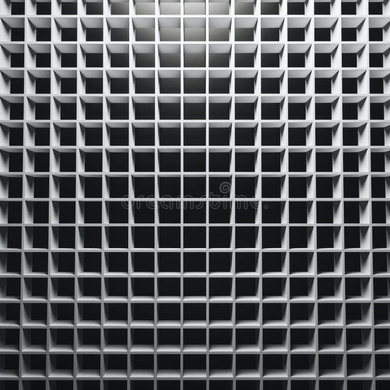 Modern Minimalist Silver Grid Composition with Three-dimensional Depth ...