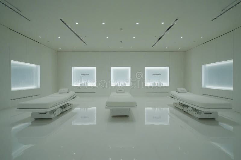 Modern Minimalist Spa Room with Treatment Beds and Ambient Lighting ...