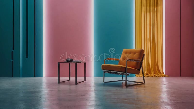 Modern Minimalist Space with a Chair, Harmonious Color Combination ...