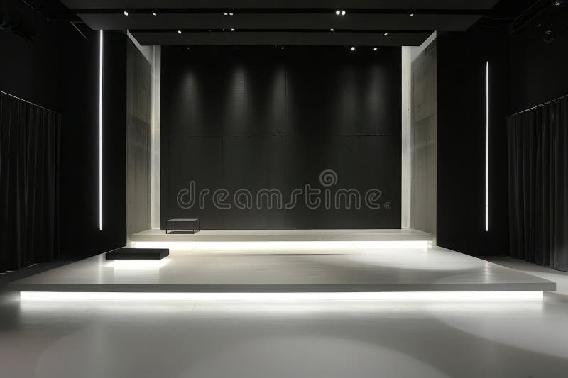 Modern Minimalist Stage with Black and White Design and Dramatic ...