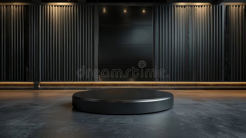 Modern Minimalist Stage with Circular Platform and Dark Textured Walls ...