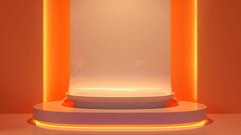 Modern Minimalist Orange Exhibition Stage with Circular Platform in ...