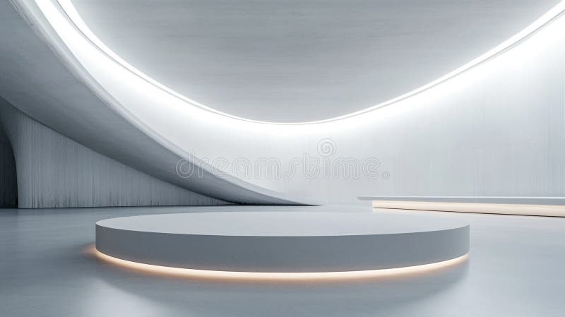 Modern Minimalist Stage Design with Curved Architecture and Soft ...
