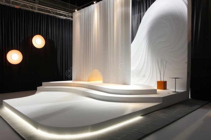 Modern Minimalist Stage Design with Curved White Backdrop Stock ...