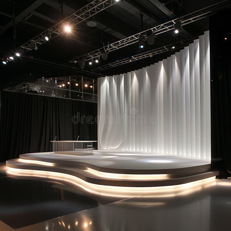 Modern Minimalist Stage Design with Curved White Backdrop Stock ...