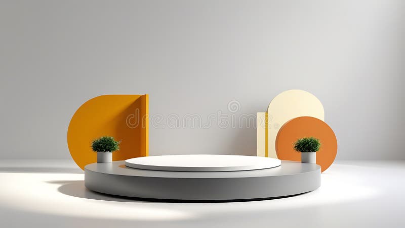 Clean Exhibition Booth with Circular Backdrop Stock Illustration ...