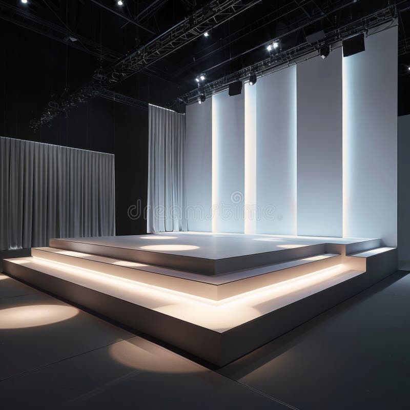 Modern Minimalist Stage Design with Soft Lighting Stock Illustration ...