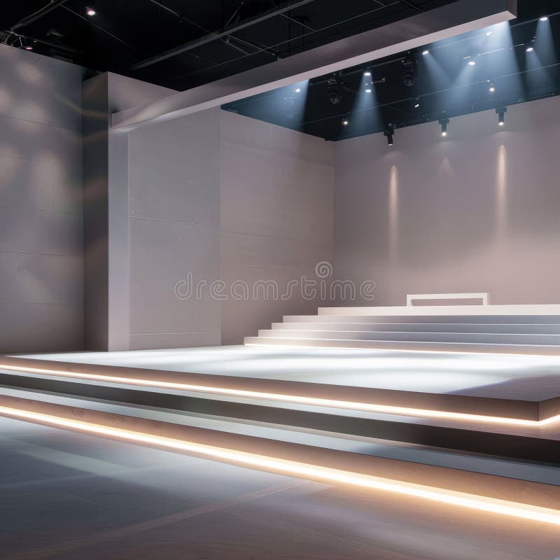 Modern Minimalist Stage with Dramatic Lighting and Clean Lines Stock ...