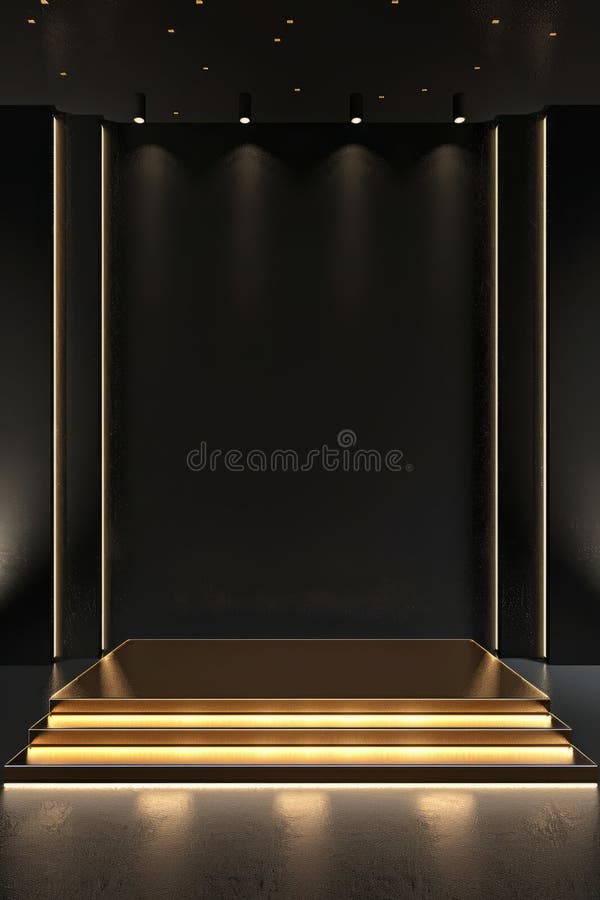 Modern Minimalist Stage with Elegant Lighting and Dark Background for ...