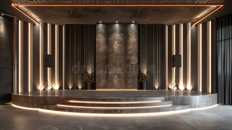 Modern Minimalist Stage with Elegant Lighting and Dark Tones for Events ...