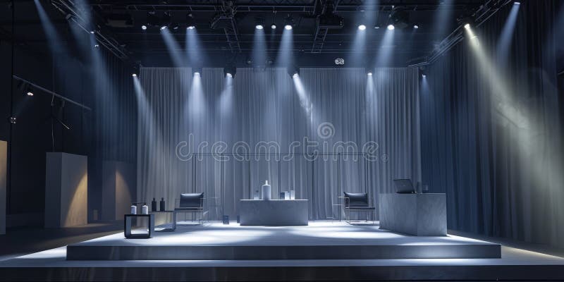 Modern Minimalist Stage Setup with Dramatic Lighting Stock Illustration ...