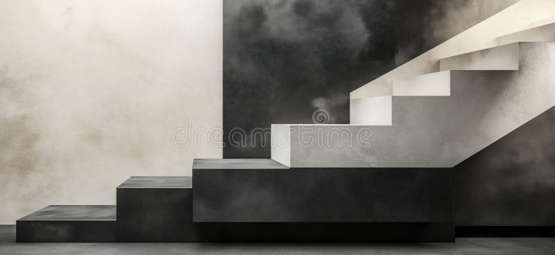 Modern Minimalist Staircase Design with Contrasting Textures and Colors ...