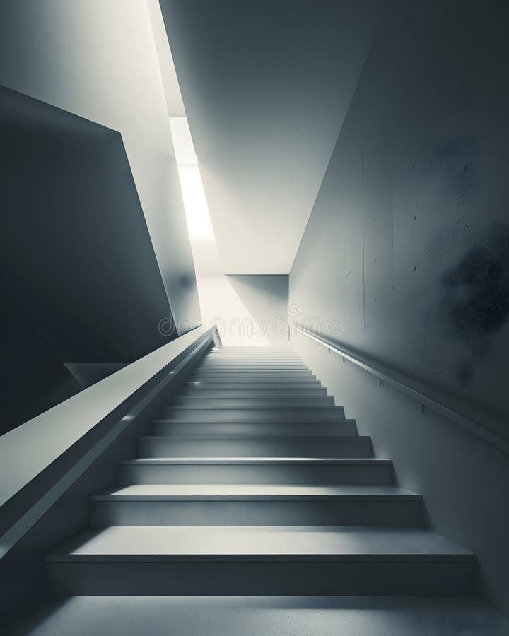 Modern Minimalist Stairs with Depth Stock Illustration - Illustration ...