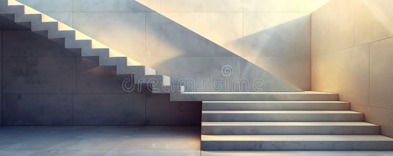 Modern Minimalist Stairs with Depth Stock Illustration - Illustration ...