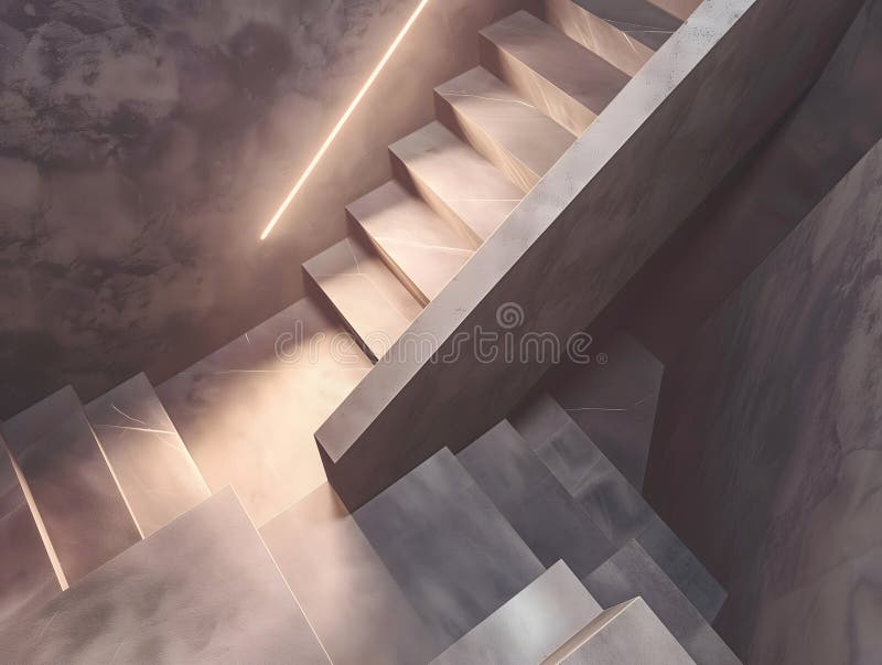 Modern Minimalist Stairs with Depth Stock Illustration - Illustration ...