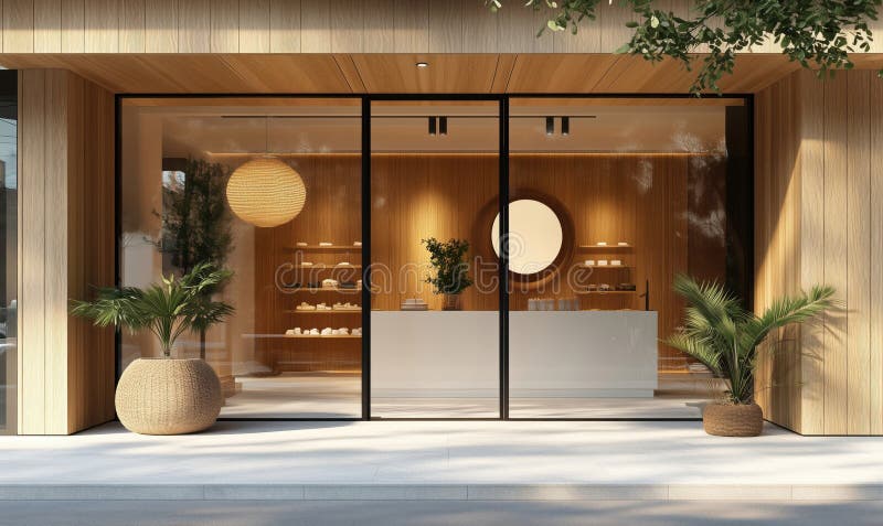 Modern Minimalist Storefront Wooden Accents Inviting Interior Design ...