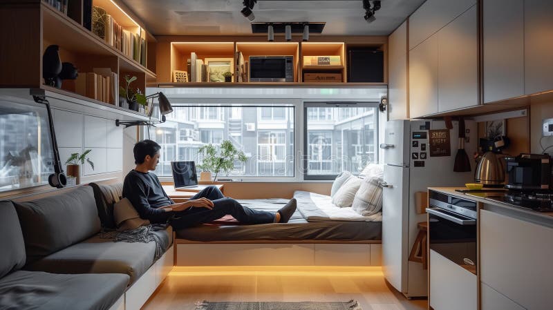 Modern Minimalist Studio: Efficient Use of Space. a Modern Minimalist ...