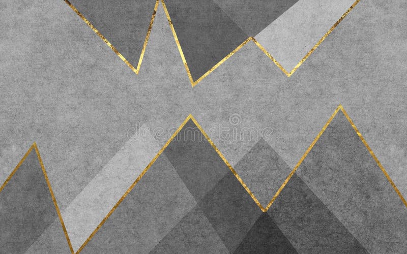 Abstract Gray Geometric Triangle Art Pattern with Golden Lines. Stock ...