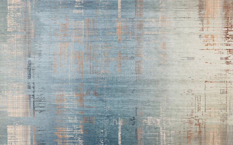 Gold and Blue Textured Rug with Art Pattern on Gray Background. Stock ...