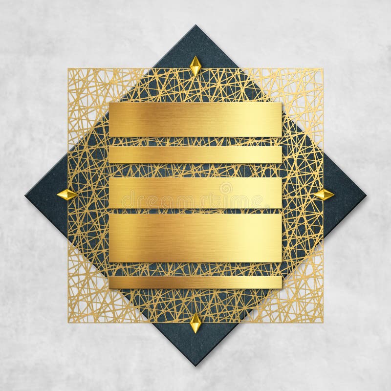Modern Minimalist Style Gold Square Geometric Monogram Pattern, Line ...