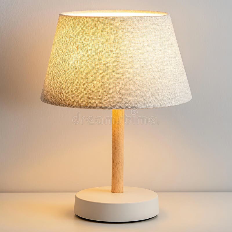 Modern Minimalist Table Lamp with Wooden Base and Fabric Shade in Soft ...