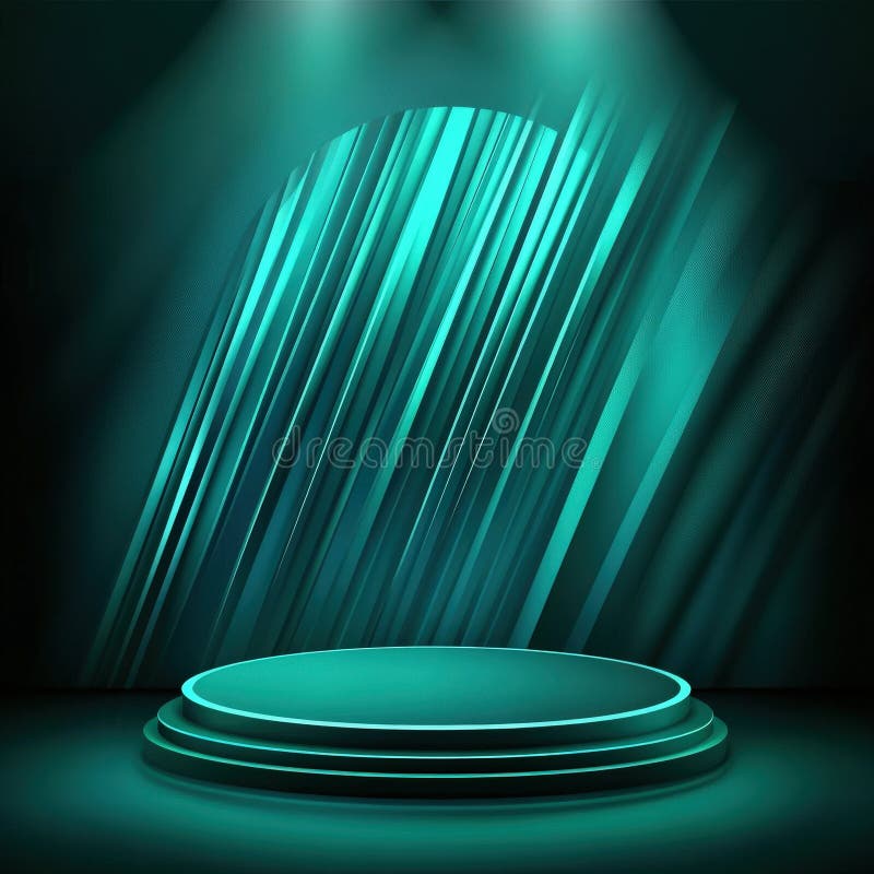 Abstract Teal Stage Podium with Diagonal Lines Background. Stock ...