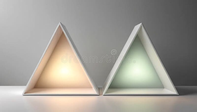 Modern Minimalist Triangle Shelf with Warm and Cool Light - Interior ...