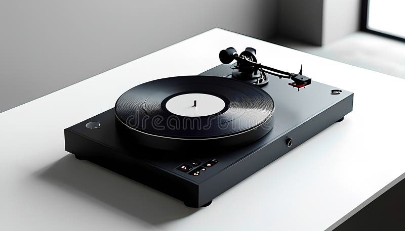 Minimalist Black Turntable with Sleek Design Stock Illustration ...