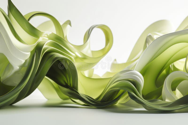 Modern Minimalist Twisted Waves: Green & Olive 3D Render in Unreal ...