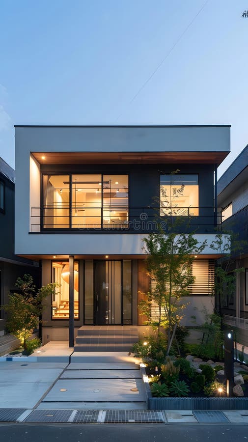 Modern Minimalist Two Storey House Exterior Design Generated Using AI ...