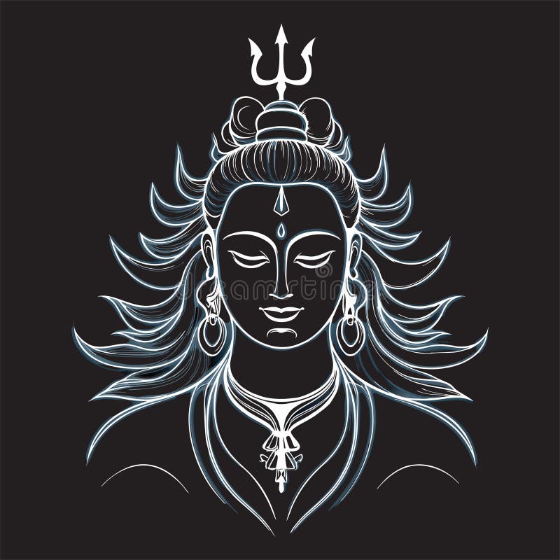 Minimalist Lord Shiva Illustration on Black Background Stock ...