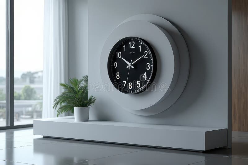 Modern Minimalist Wall Clock Design with Floating Numbers Stock ...