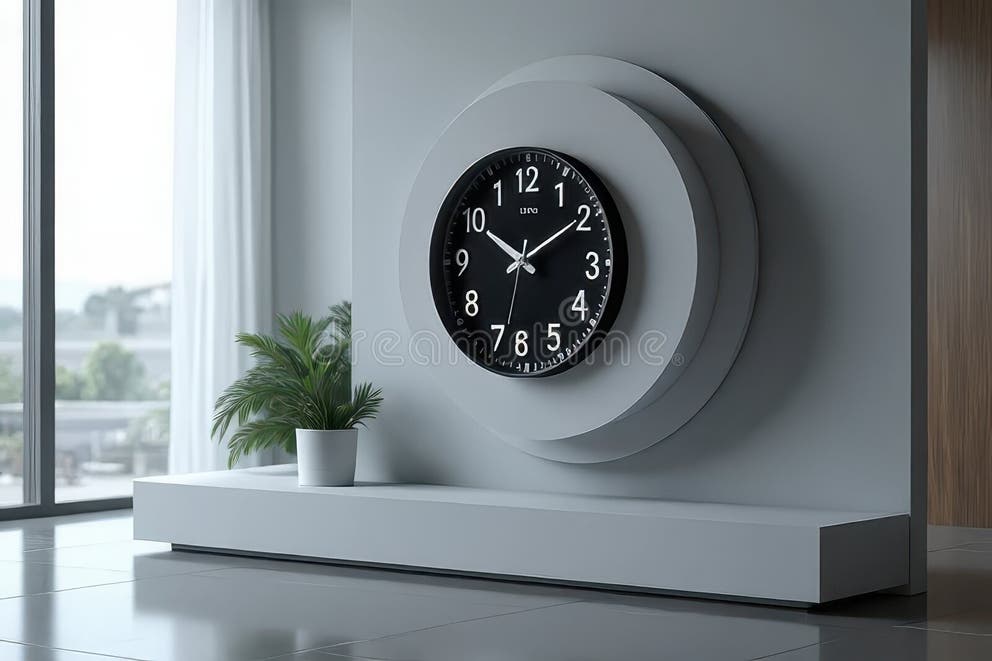 Modern Minimalist Wall Clock Design with Floating Numbers Stock ...