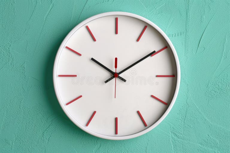 Modern Minimalist Wall Clock with Red Hands Stock Illustration ...