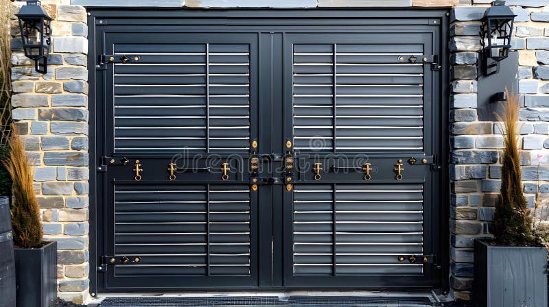 Modern Minimalist Warehouse Gate with Elegant Shutters. Concept ...