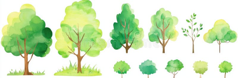 A Modern, Minimalist Watercolor Illustration of a Tree Viewed from the ...