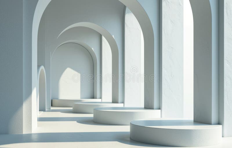 Modern Minimalist White Arches Stock Illustration - Illustration of classic, room: 327886454