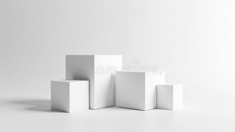 Modern Minimalist White Box Cubes a Photorealistic 3D Rendering ...