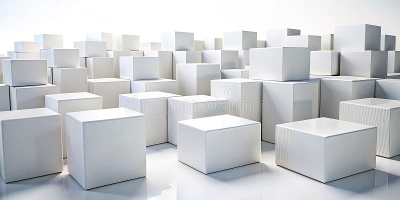 Modern Minimalist White Cube Boxes Display 3D Rendering and Documentary ...